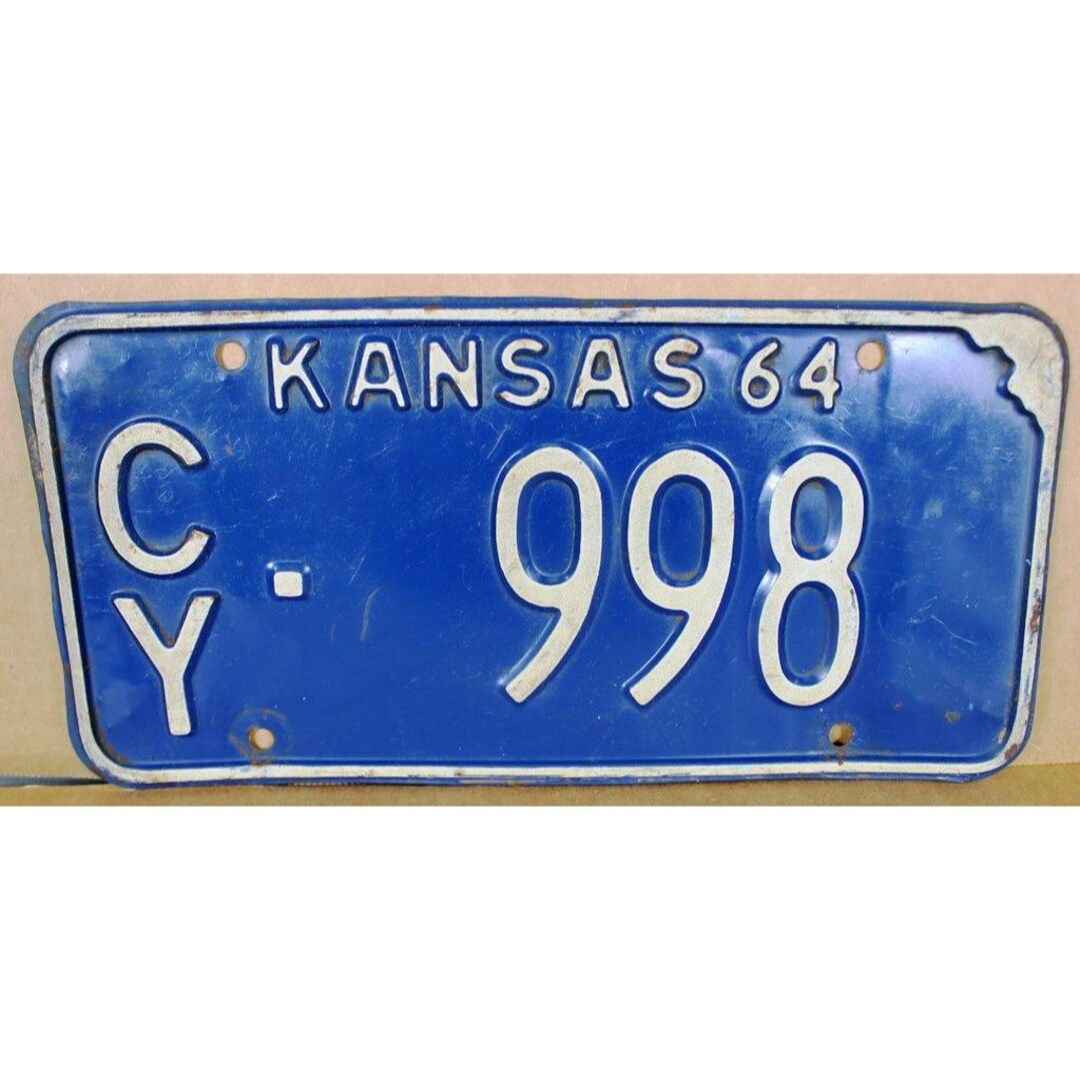 1964 Kansas License Plate CY-998 Clay County Man Cave, Garage, Rat Rod ...