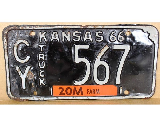 1966 Kansas Truck 20M Farm Tag License Plate CY-567 Clay County Mancave ...
