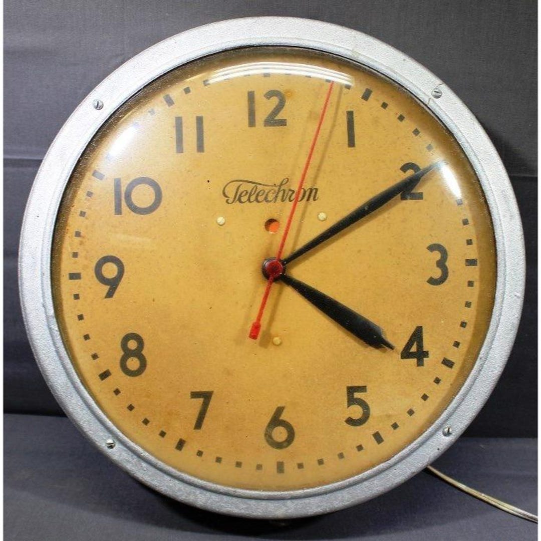 Vintage Telechron Electric Wall Clock Model 1H912 School Red Dot 12 ...