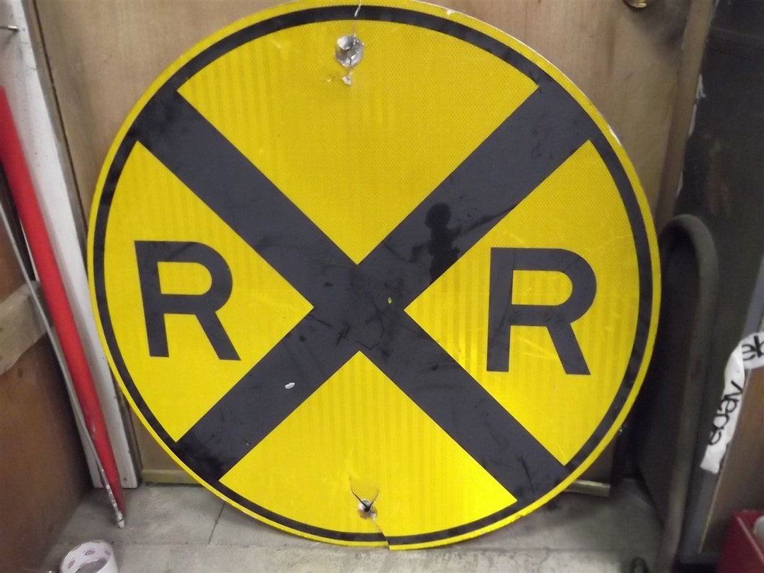 Large Retired Road Sign 36x 36 Railroad Crossing Street Highway Man ...