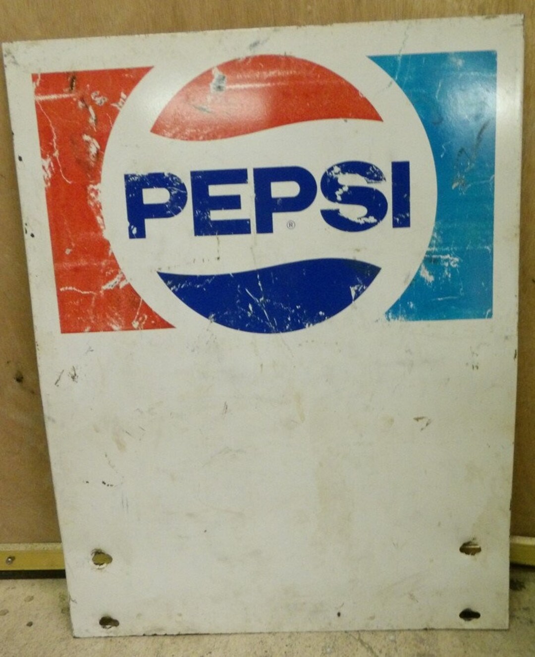 Vintage 80's Original Steel Metal One Sided Pepsi Sign Globe Logo 20” X ...