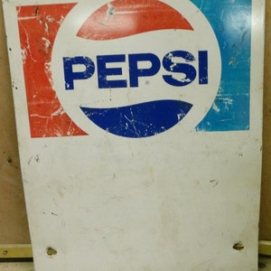 Vintage 80's Original Steel Metal One Sided Pepsi Sign Globe Logo 20 X ...