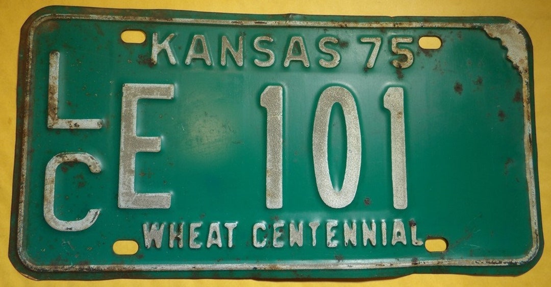 1975 Kansas Car License Plate LC E-101 Wheat Centennial Lincoln County ...