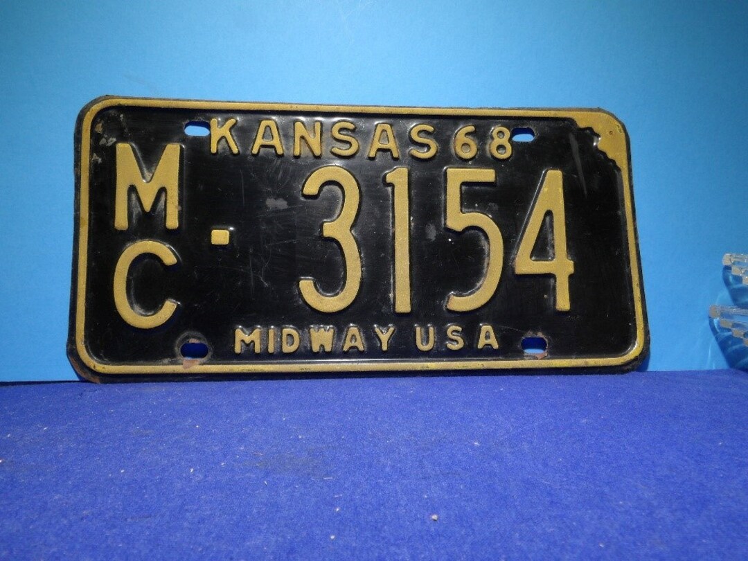 1968 Kansas Car Tag License Plate MC 3154 Mitchell County Midway USA - Etsy