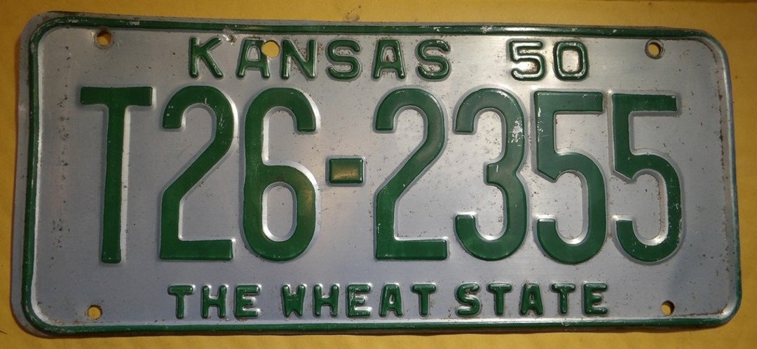 1950 Aluminum Kansas Truck Tag License Plate T26-2355 Mcpherson County ...