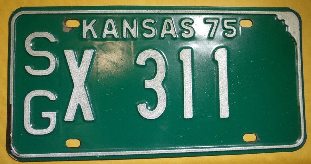 1975 Kansas Car License Base Plate SG X-311 Sedgwick County Chevy Ford - Etsy