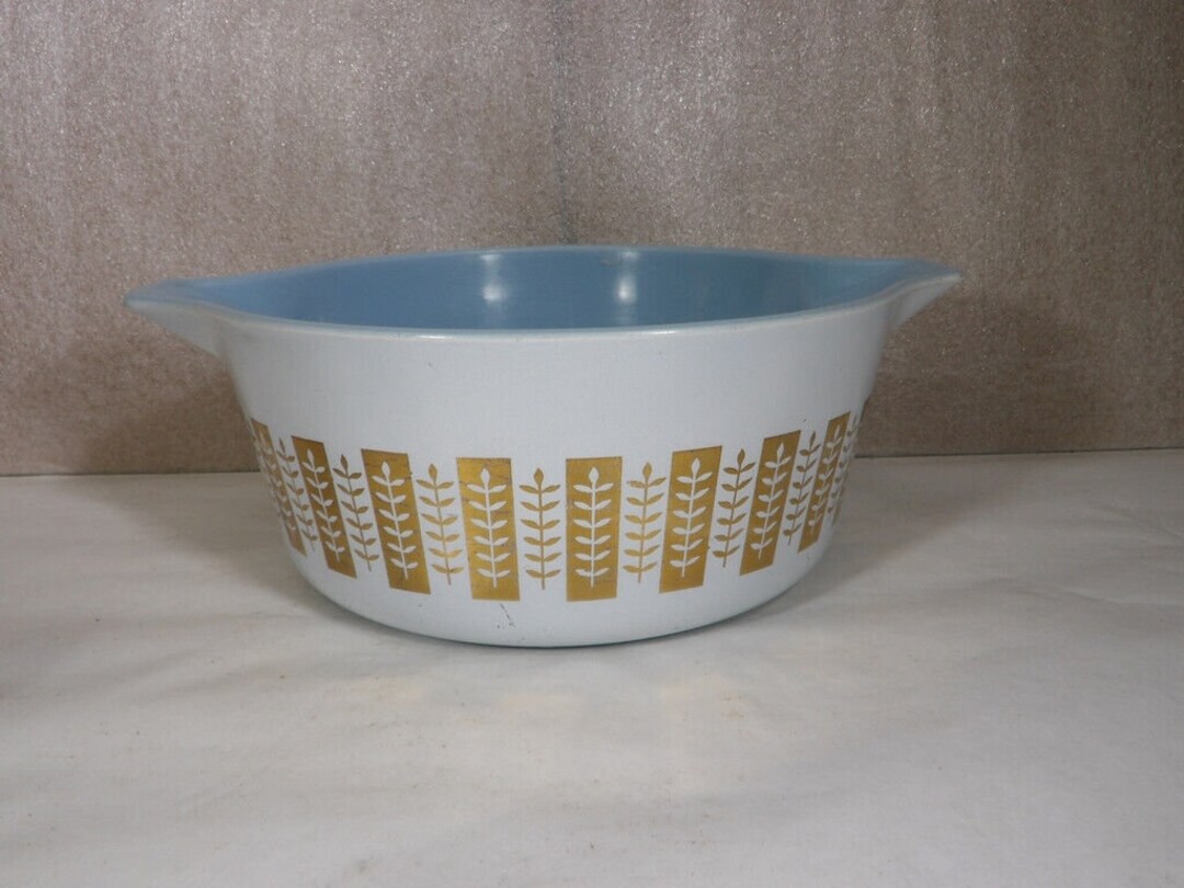 Vintage Pyrex 475-B Delphite Blue Gold 2.5 Qt Casserole 1961 ...