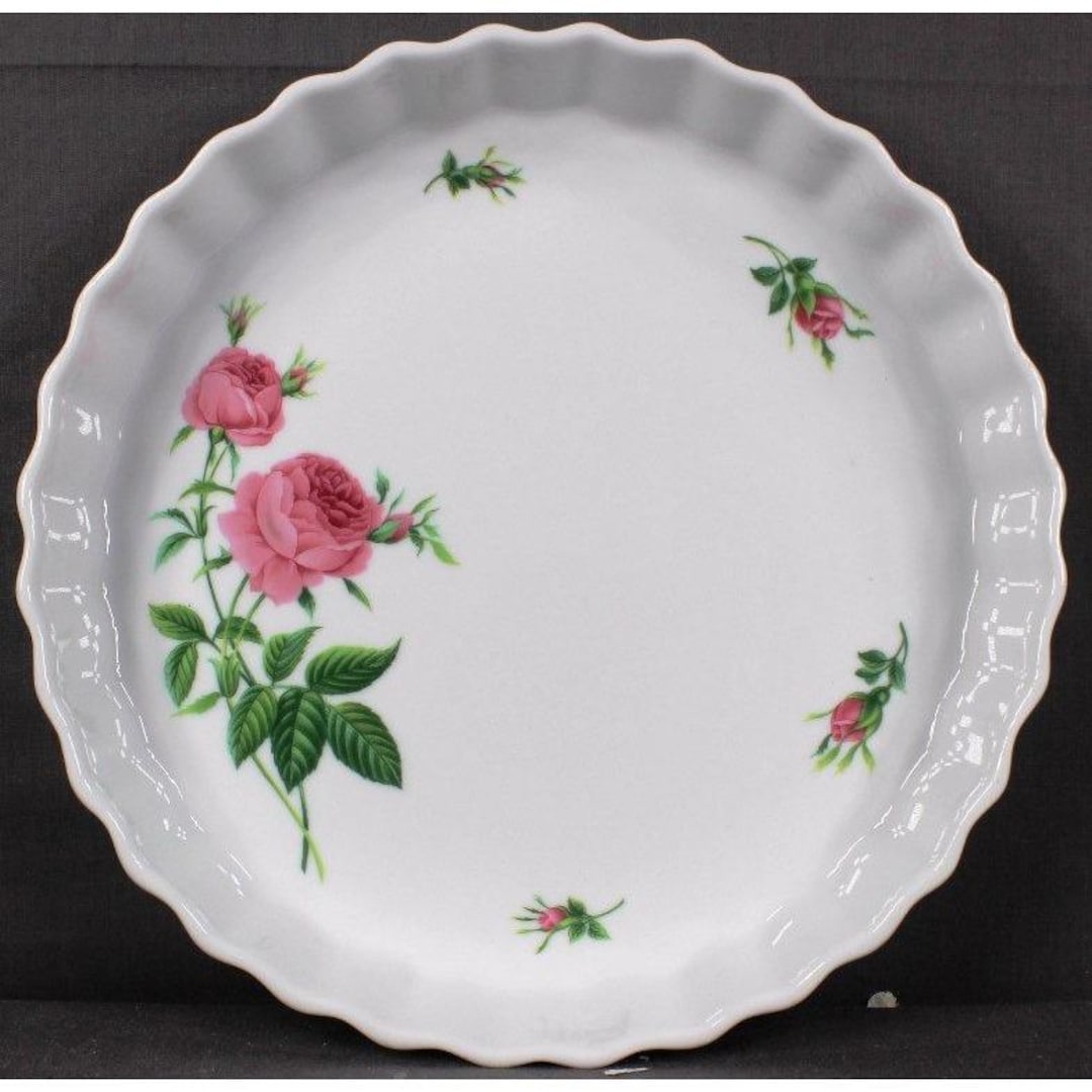 Christineholm Porcelain Rose Pattern Quiche Tart Pie Plate Baking Dish ...