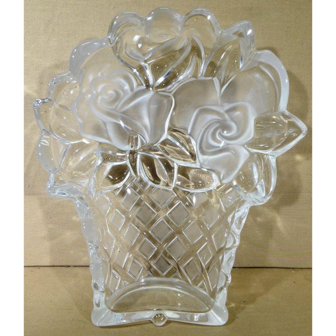 Mikasa Frosted Rose Glass Candy Dish 8" L X 6" W Elegant Crystal ...