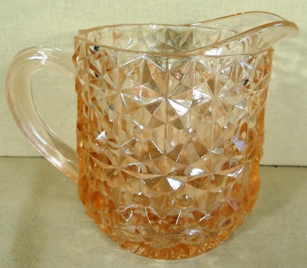 Pink Depression Glass 5 Tall Milk Pitcher Holiday Buttons and Bows by ...