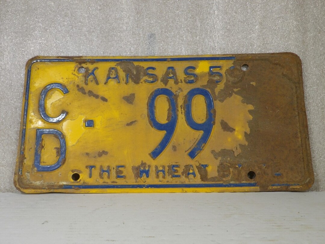 1959 Kansas Car Tag License Plate CD 99 Cloud County Rat Rod, Man Cave ...