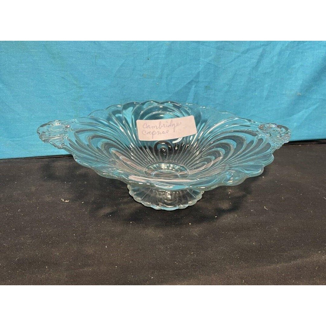 Cambridge Caprice Crystal Clear Glass Round 9 3/4" Footed Low Compote ...