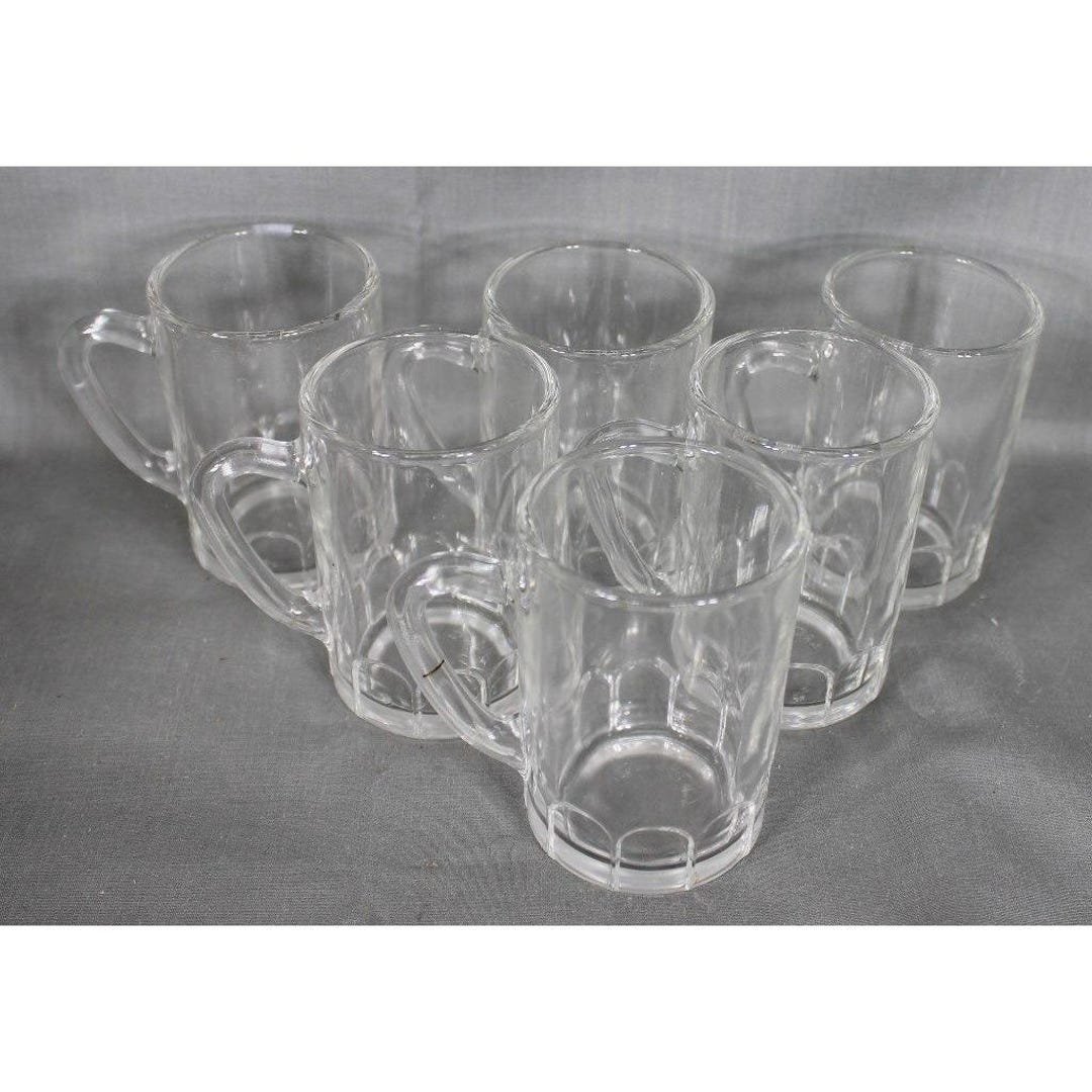 6 Vintage Boreal Arcoroc Clear Glass Mini 3oz Mugs Tankards in Original ...