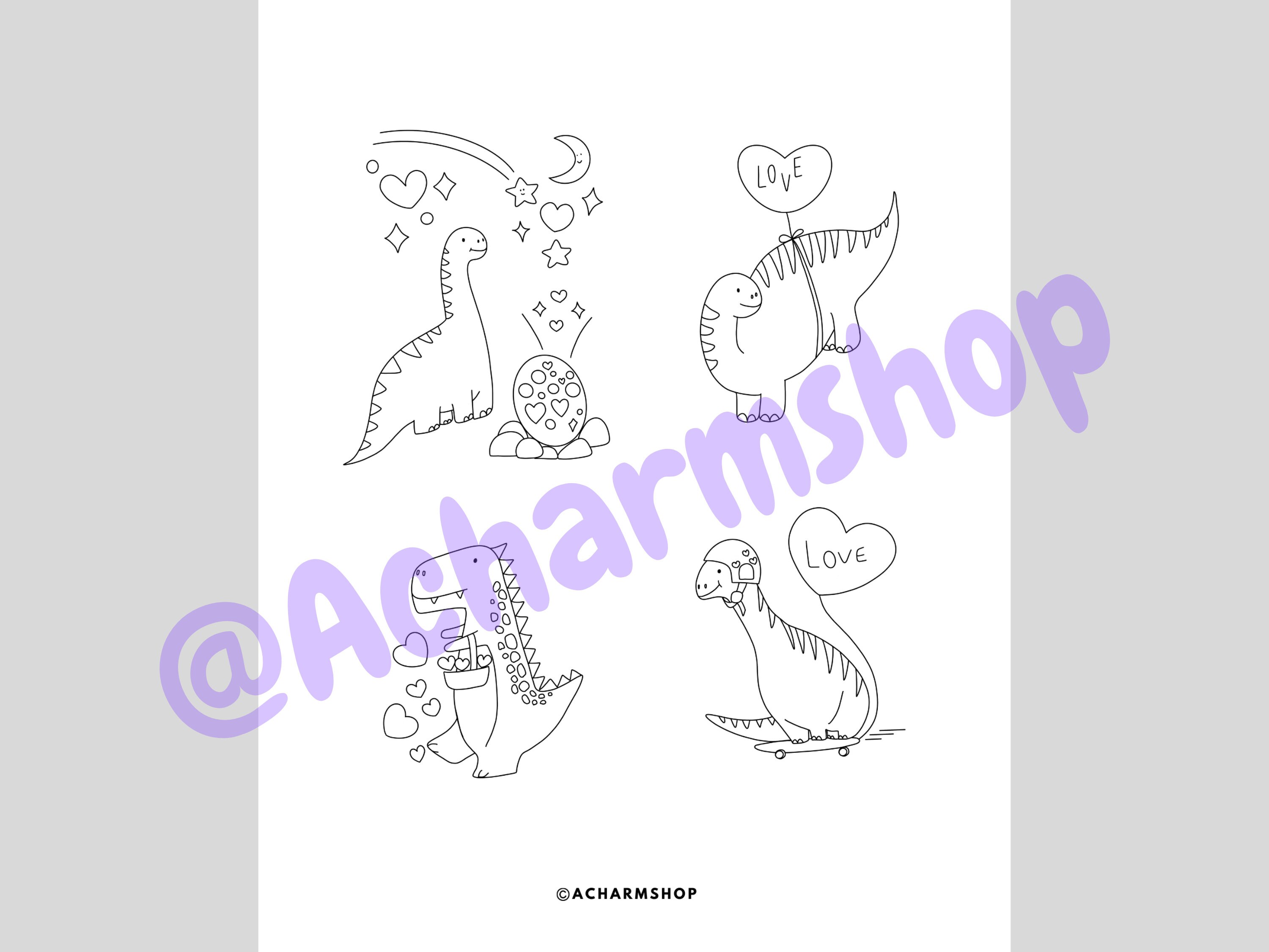 Mini Dinosaur Coloring Pages, Printable Coloring Page for Kids - Etsy