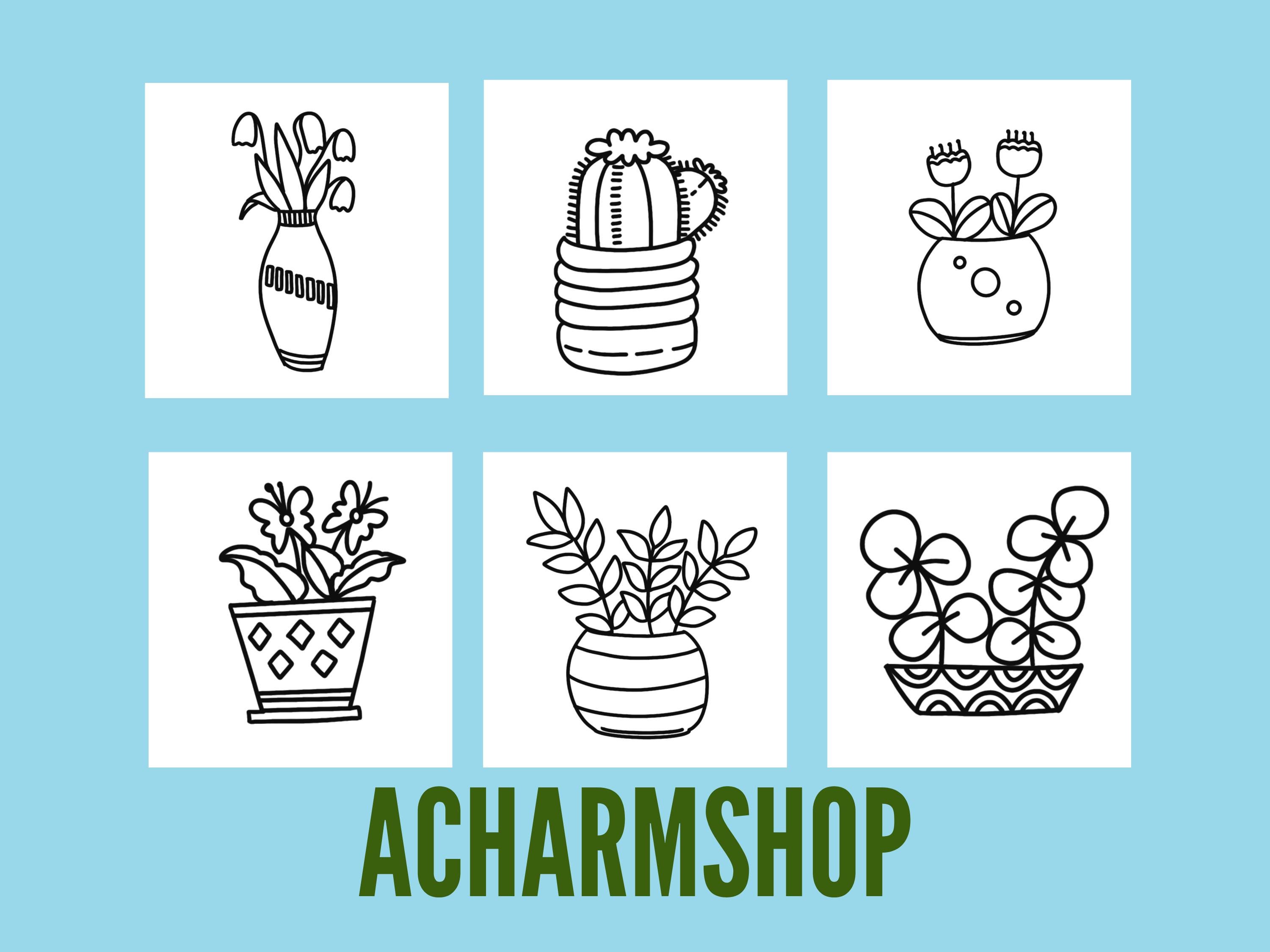 10 Pot Plant Coloring Pages, Cozy Coloring Page, Cute Coloring Page - Etsy