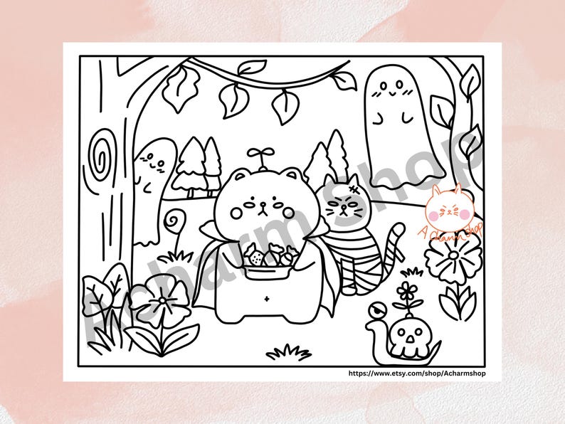 Kawaii Spooky Coloring Pages, Halloween Coloring Pages, Cute Coloring ...