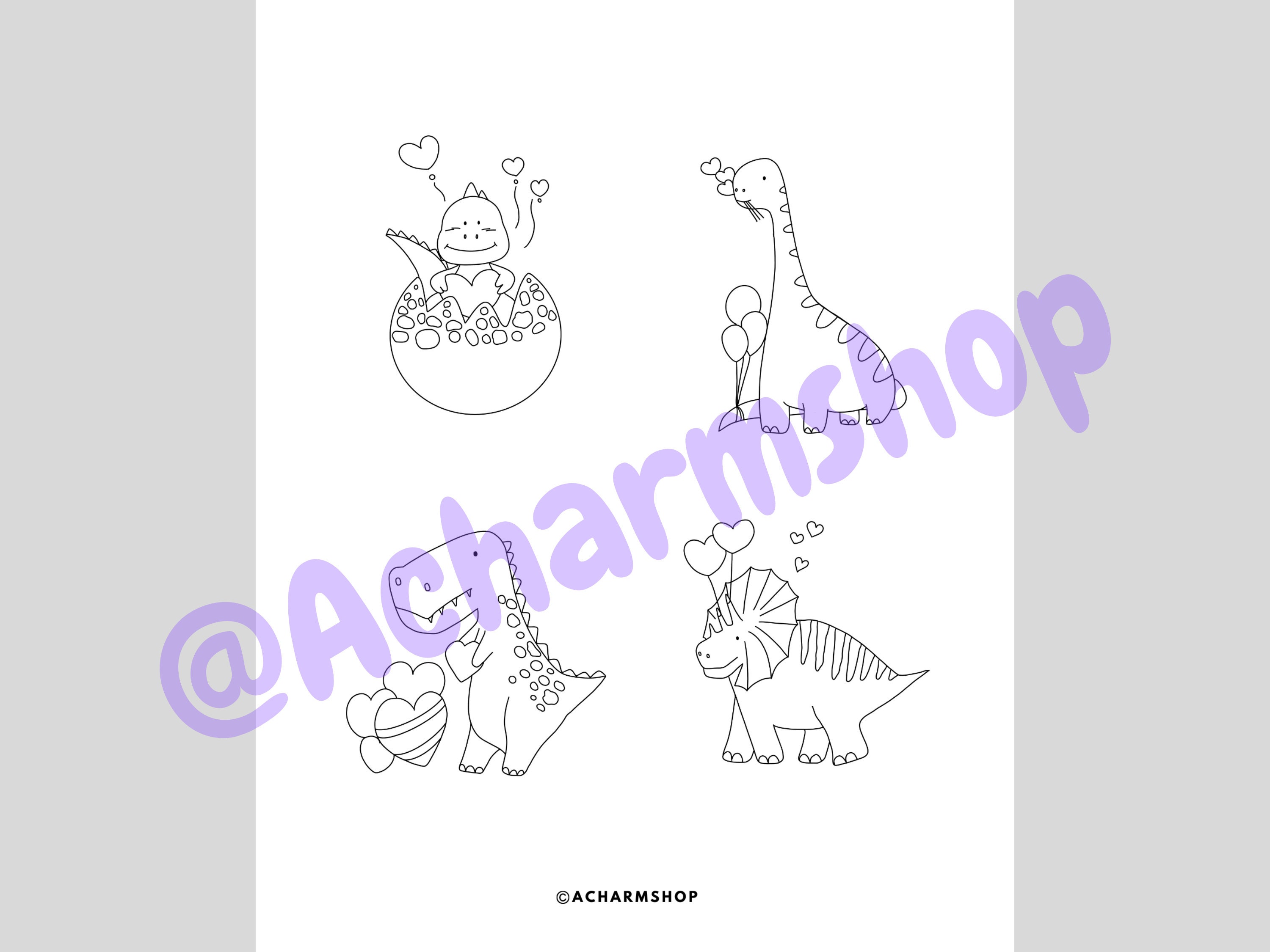 Mini Dinosaur Coloring Pages, Printable Coloring Page for Kids - Etsy