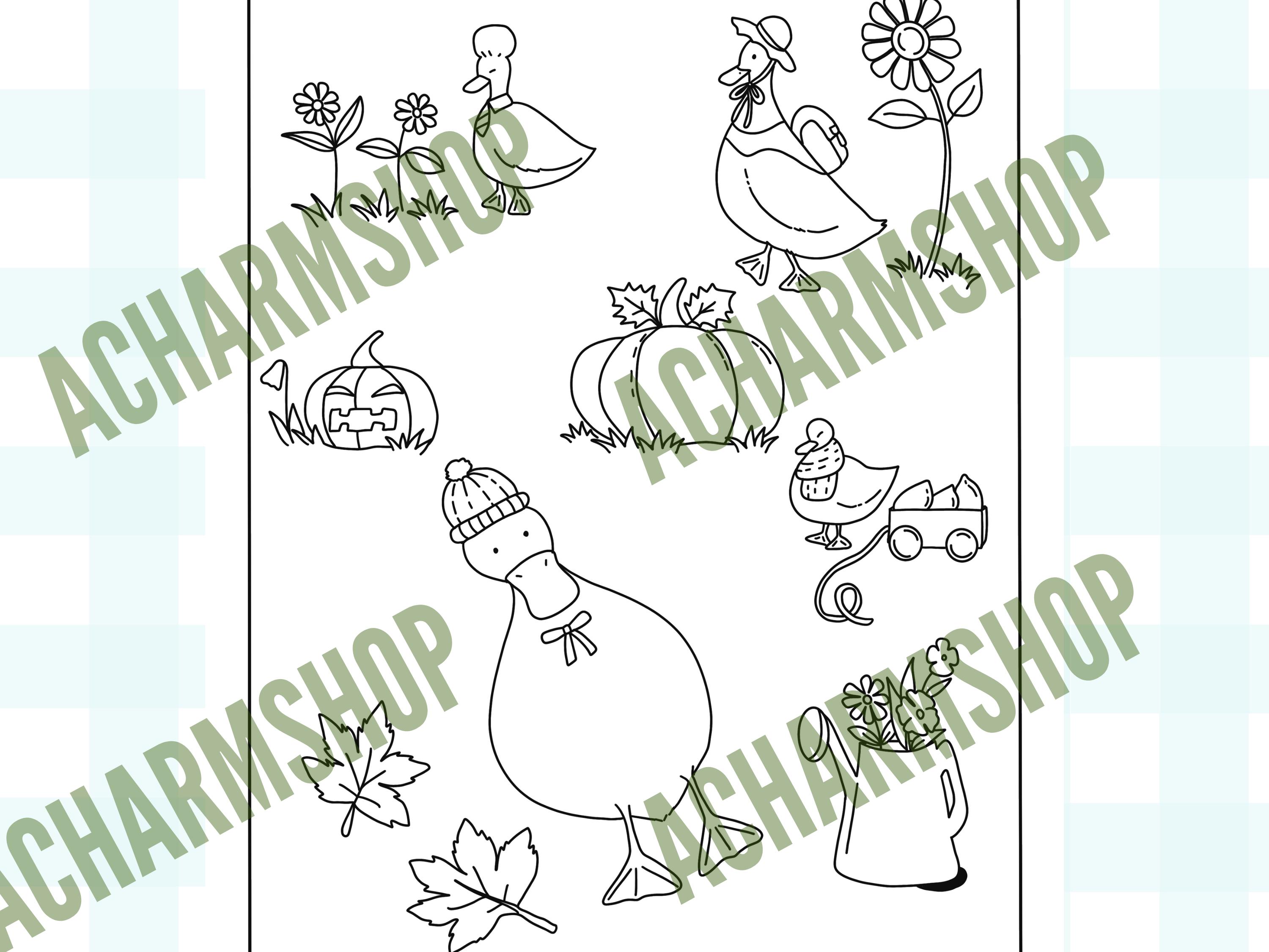Cozy Cute Duck Coloring Page, Cozy Coloring Page, Cute Coloring Page - Etsy