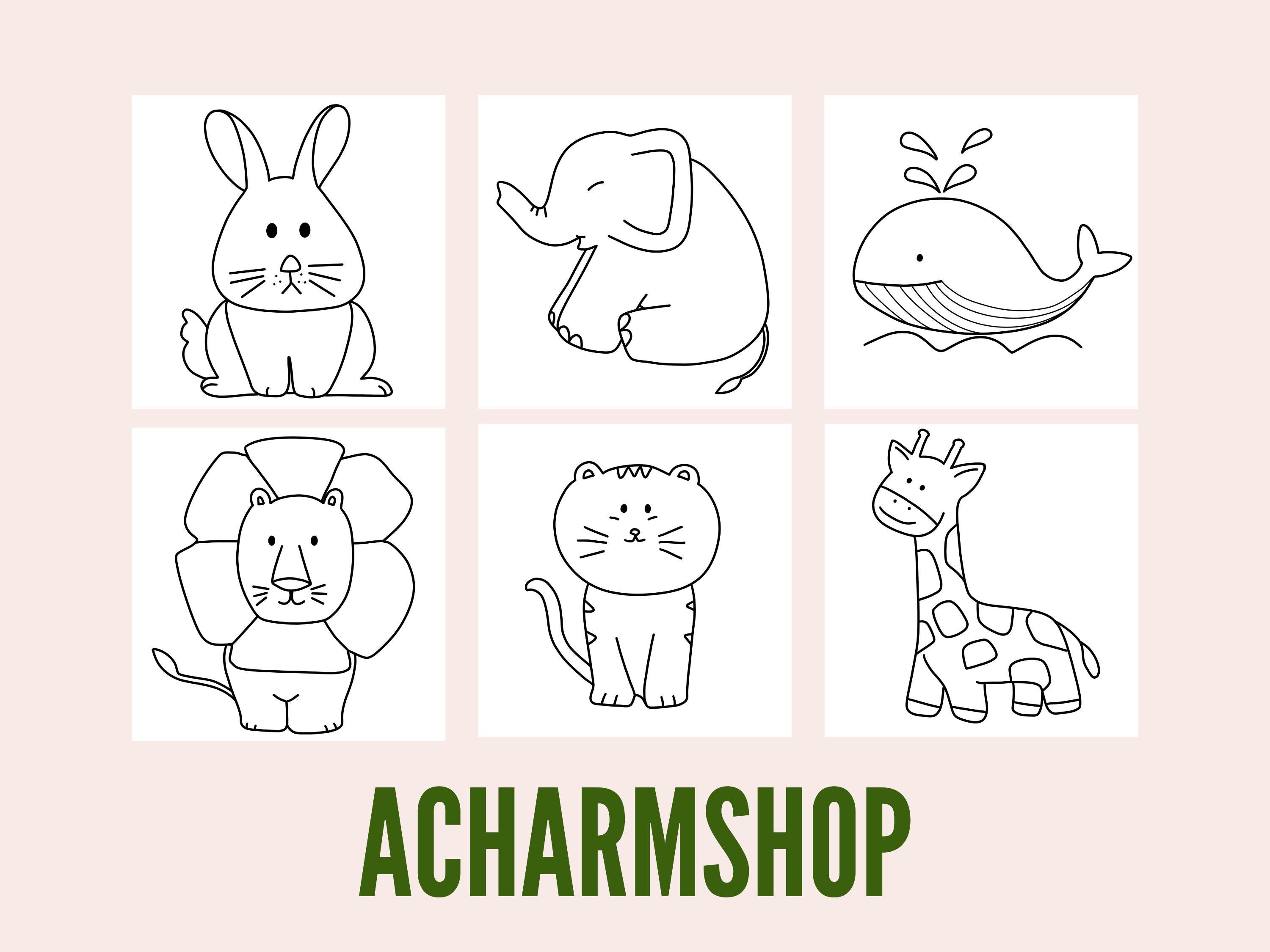 Cute Animal Coloring Book for Kids, 30 Pages (PDF Pattern) - Etsy