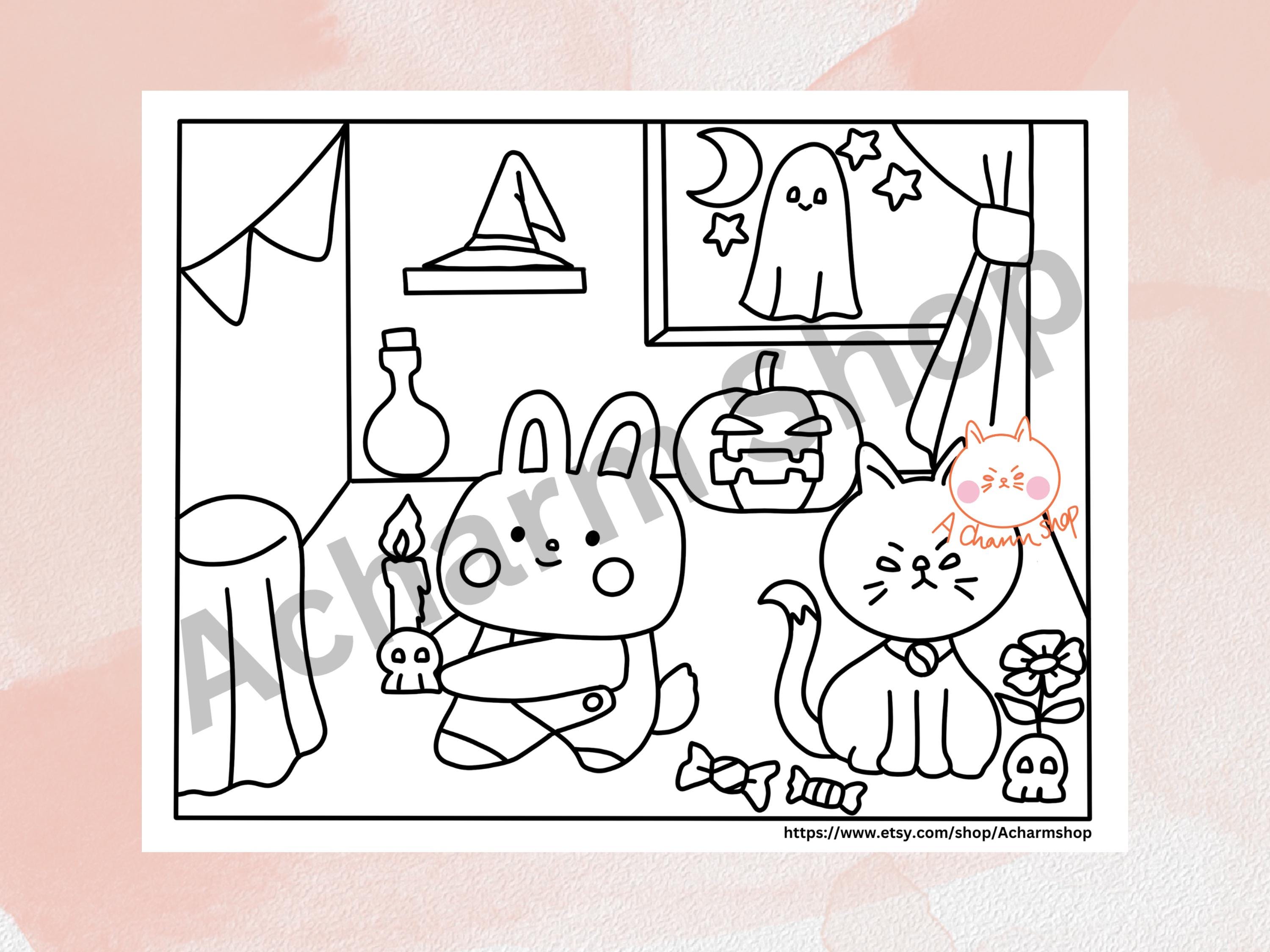 Kawaii Spooky Coloring Pages, Halloween Coloring Pages, Cute Coloring ...