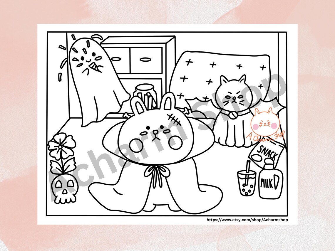Kawaii Spooky Coloring Pages, Halloween Coloring Pages, Cute Coloring ...