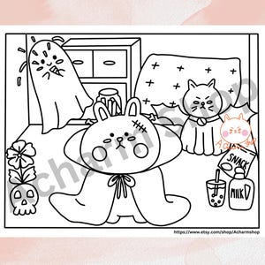 Kawaii Spooky Coloring Pages, Halloween Coloring Pages, Cute Coloring ...