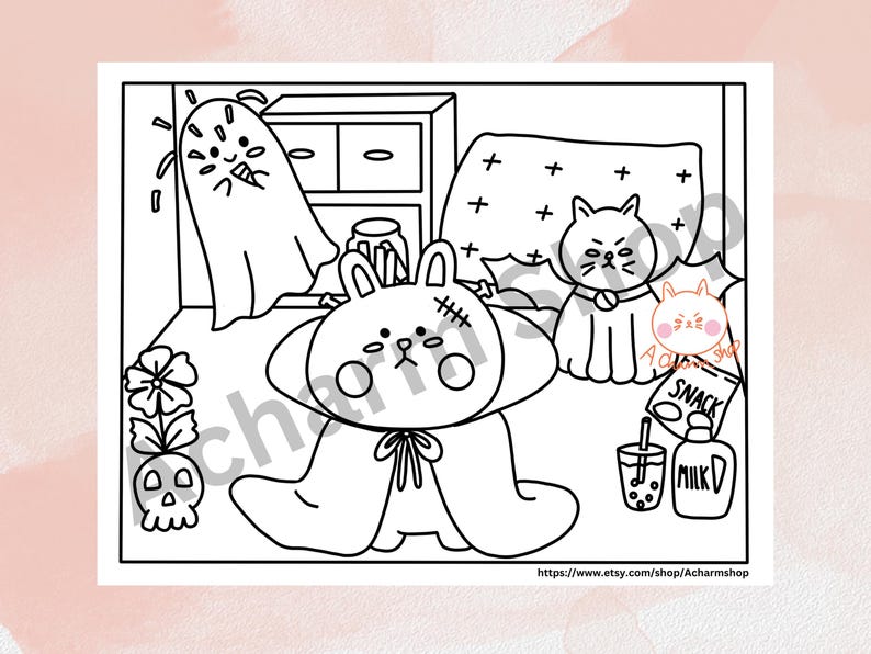 Kawaii Spooky Coloring Pages, Halloween Coloring Pages, Cute Coloring ...