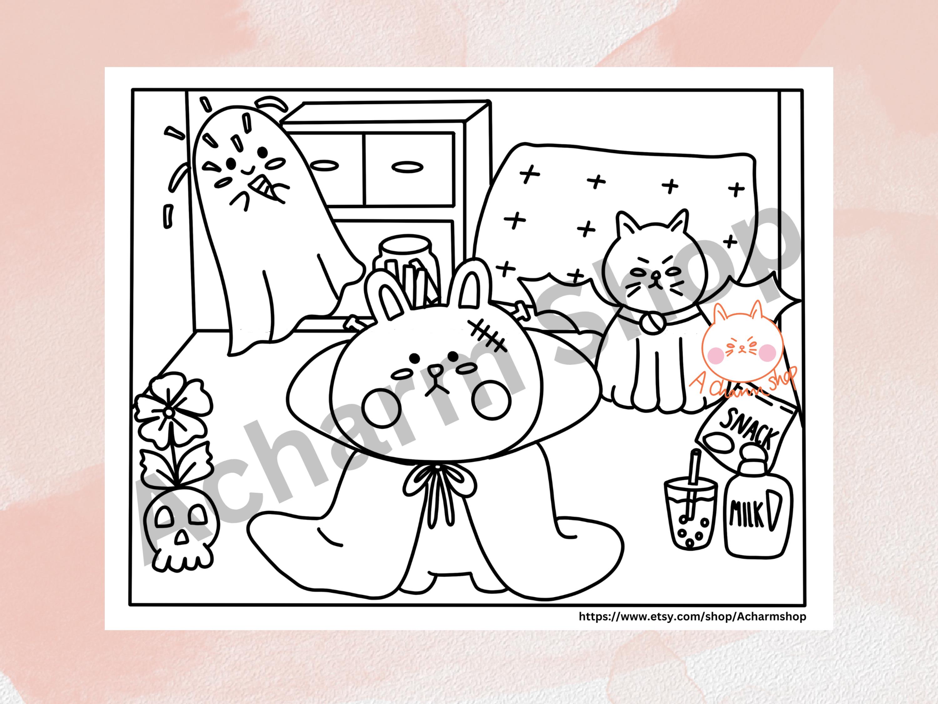 Kawaii Spooky Coloring Pages, Halloween Coloring Pages, Cute Coloring ...