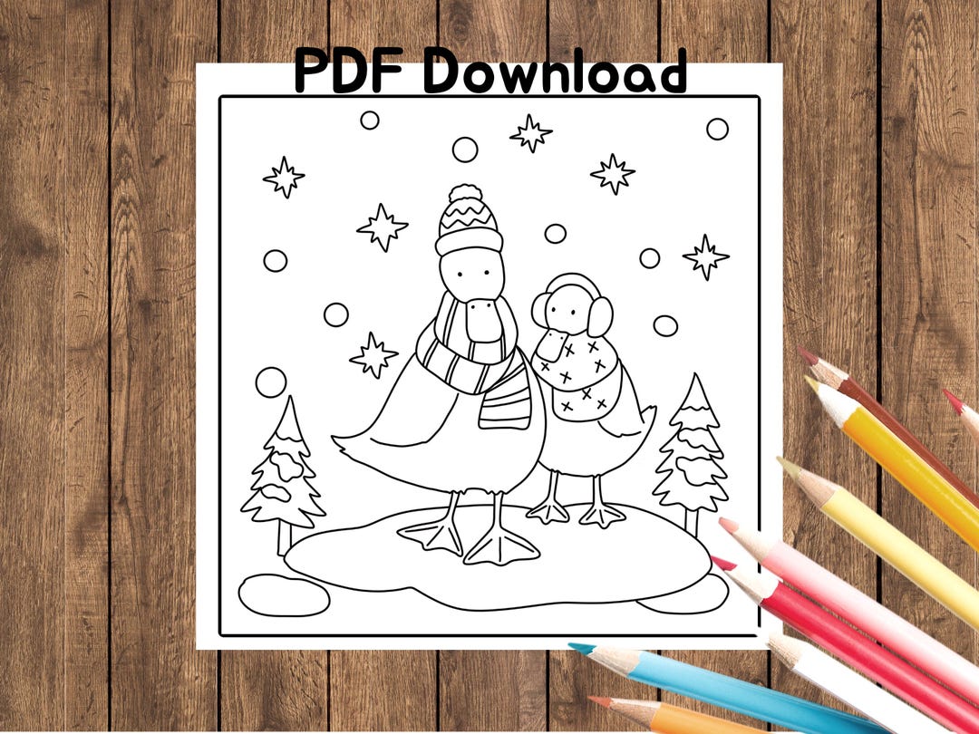 Cozy Christmas Duck Coloring Page – Instant Download - Etsy