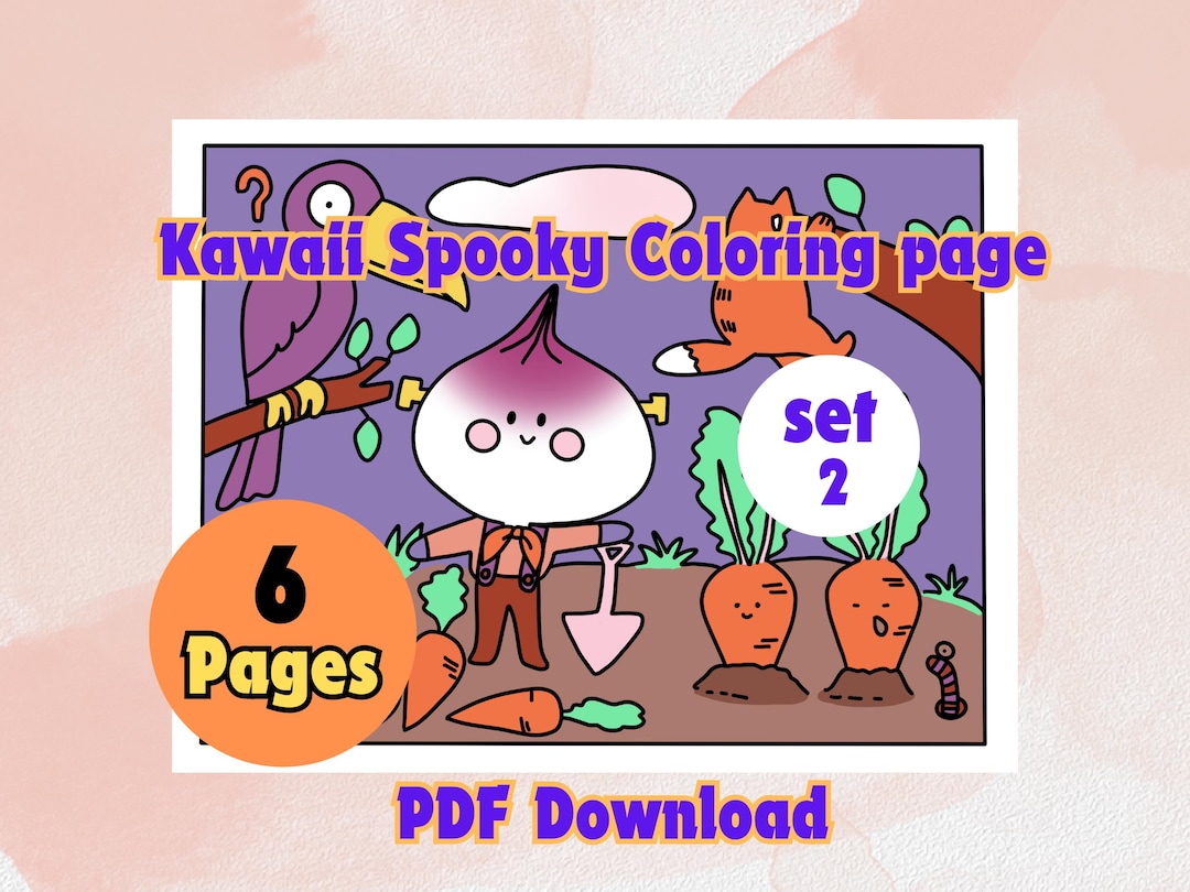 Kawaii Spooky Halloween Coloring Pages, Set 2 (PDF Pattern) - Etsy ...