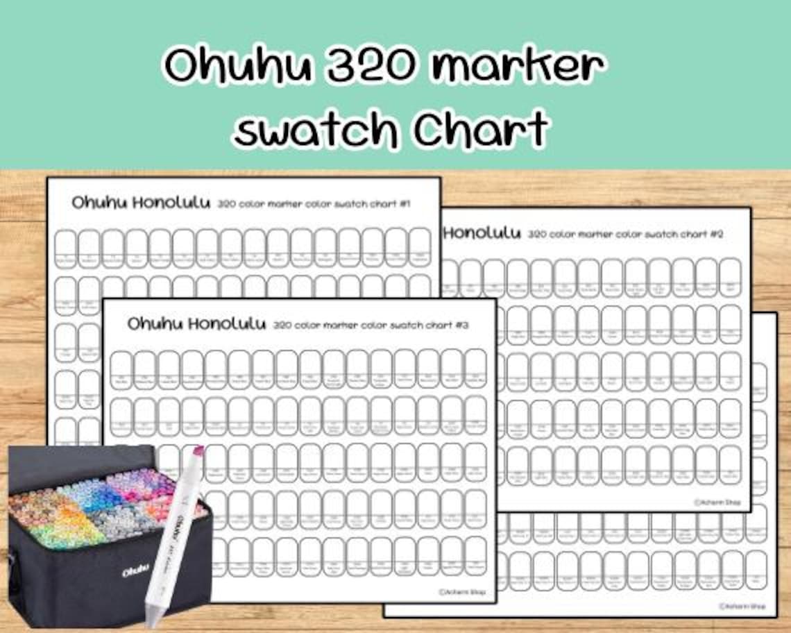Ohuhu 320 Marker Swatches Chart - 4 PDF Pages - Etsy