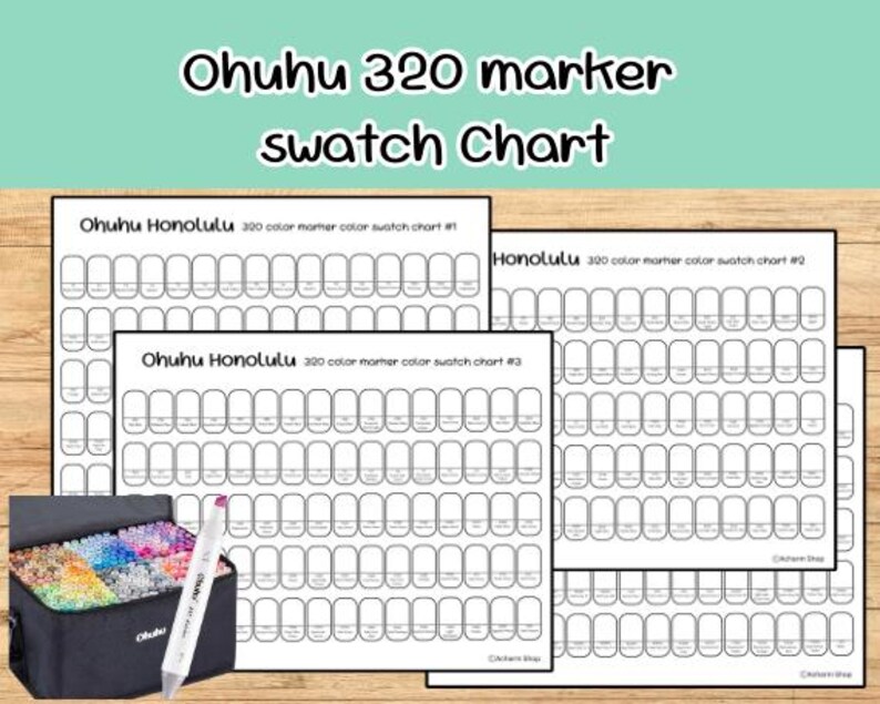 Ohuhu 320 Marker Swatches Chart - 4 PDF Pages - Etsy