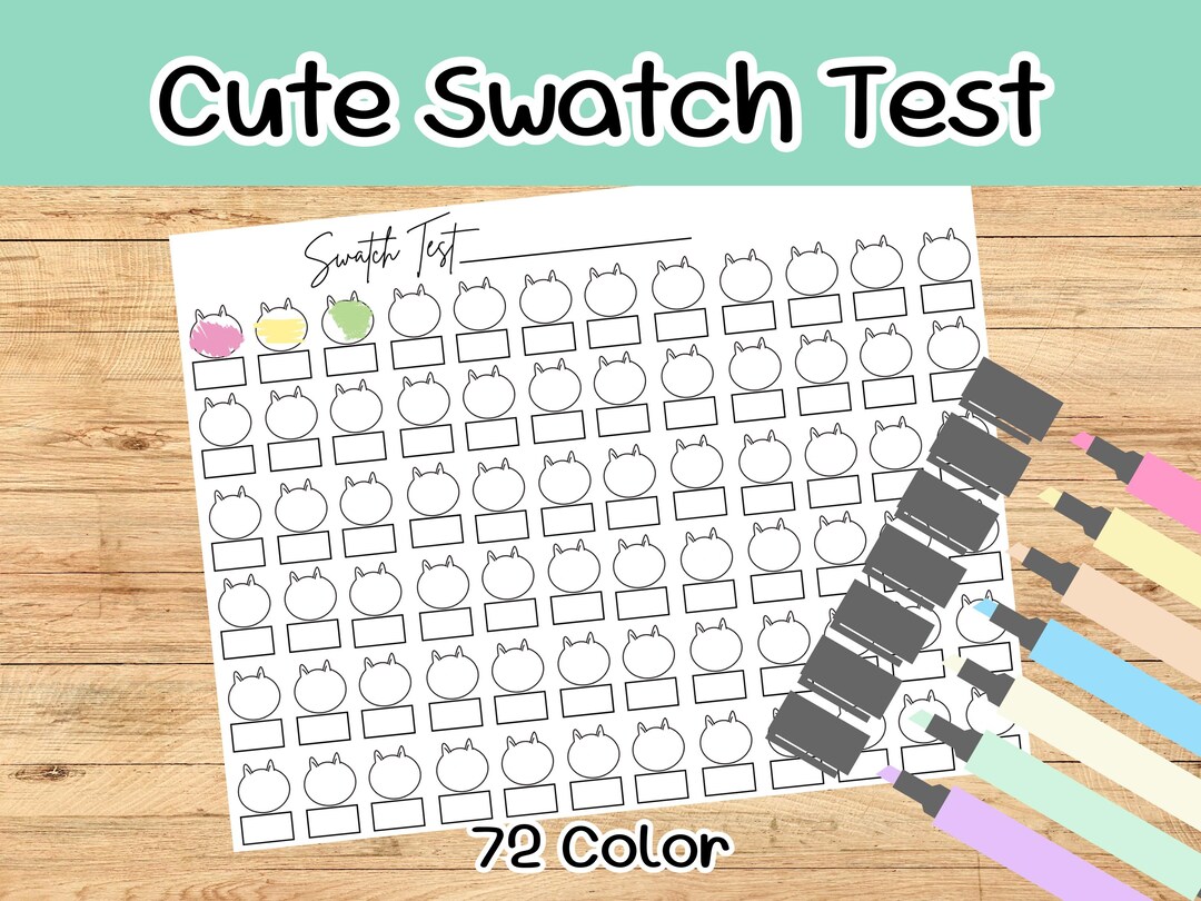 Cute 72-color Swatch Test Blank Printable Sheets for Markers, Pencils ...