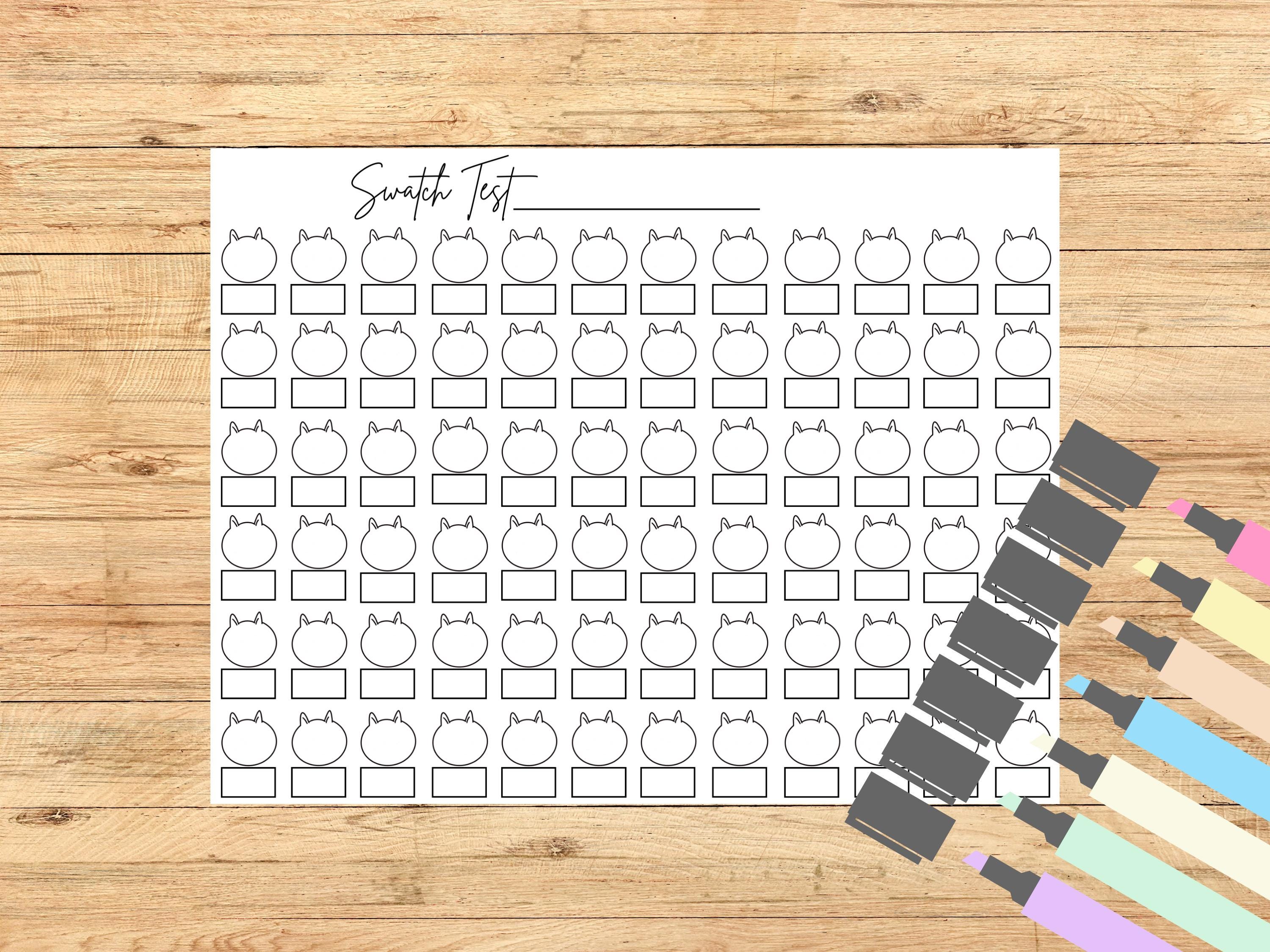 72-color Swatch Chart Printable for Markers, Gel Pens (digital Download ...