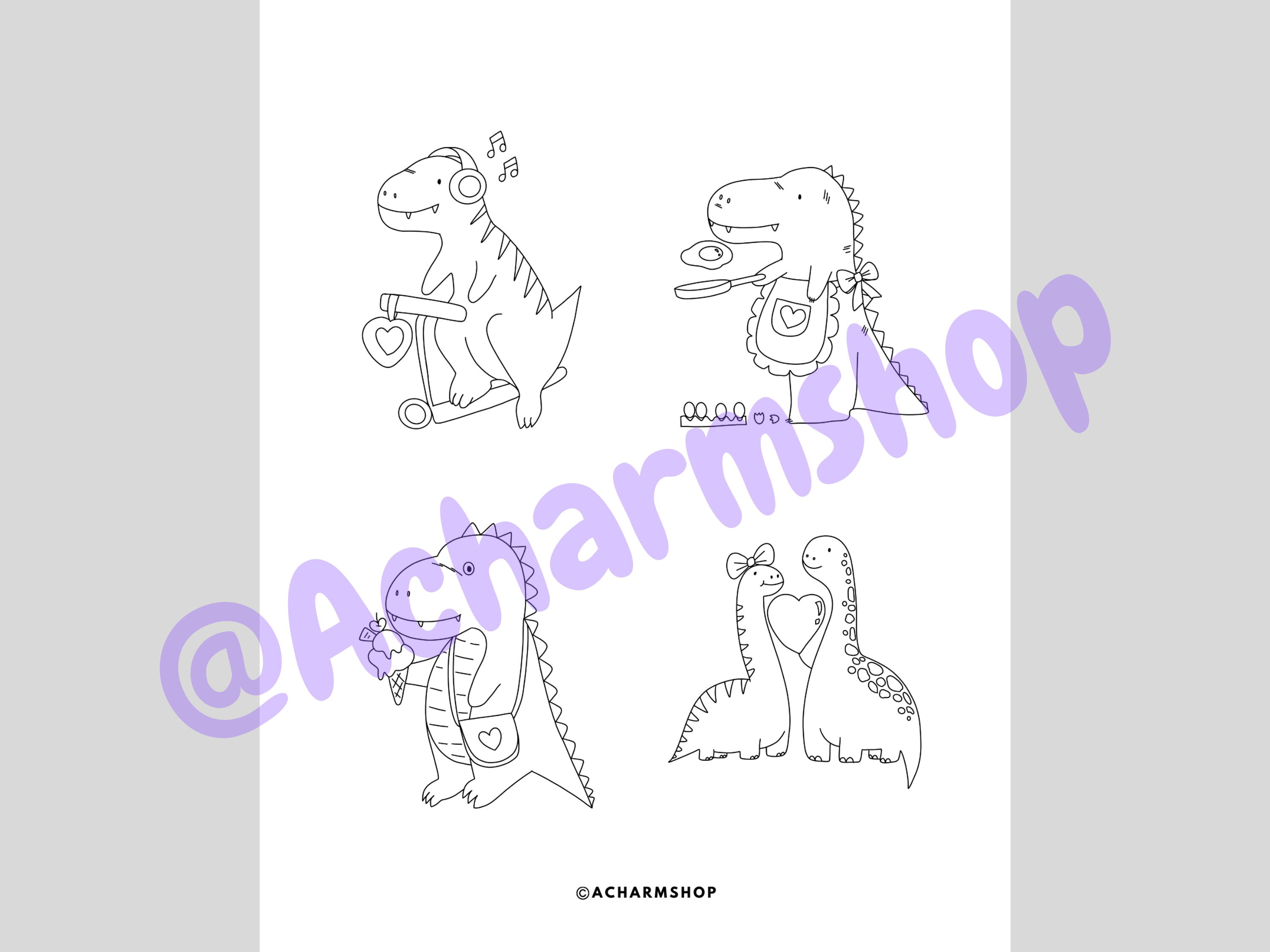 Mini Dinosaur Coloring Pages, Printable Coloring Page for Kids - Etsy