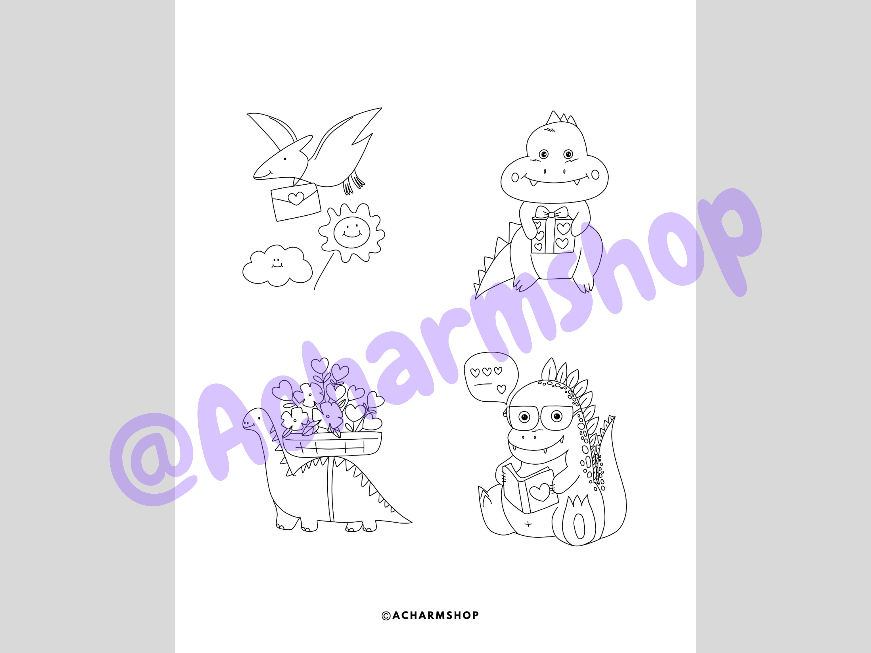 Mini Dinosaur Coloring Pages, Printable Coloring Page for Kids - Etsy