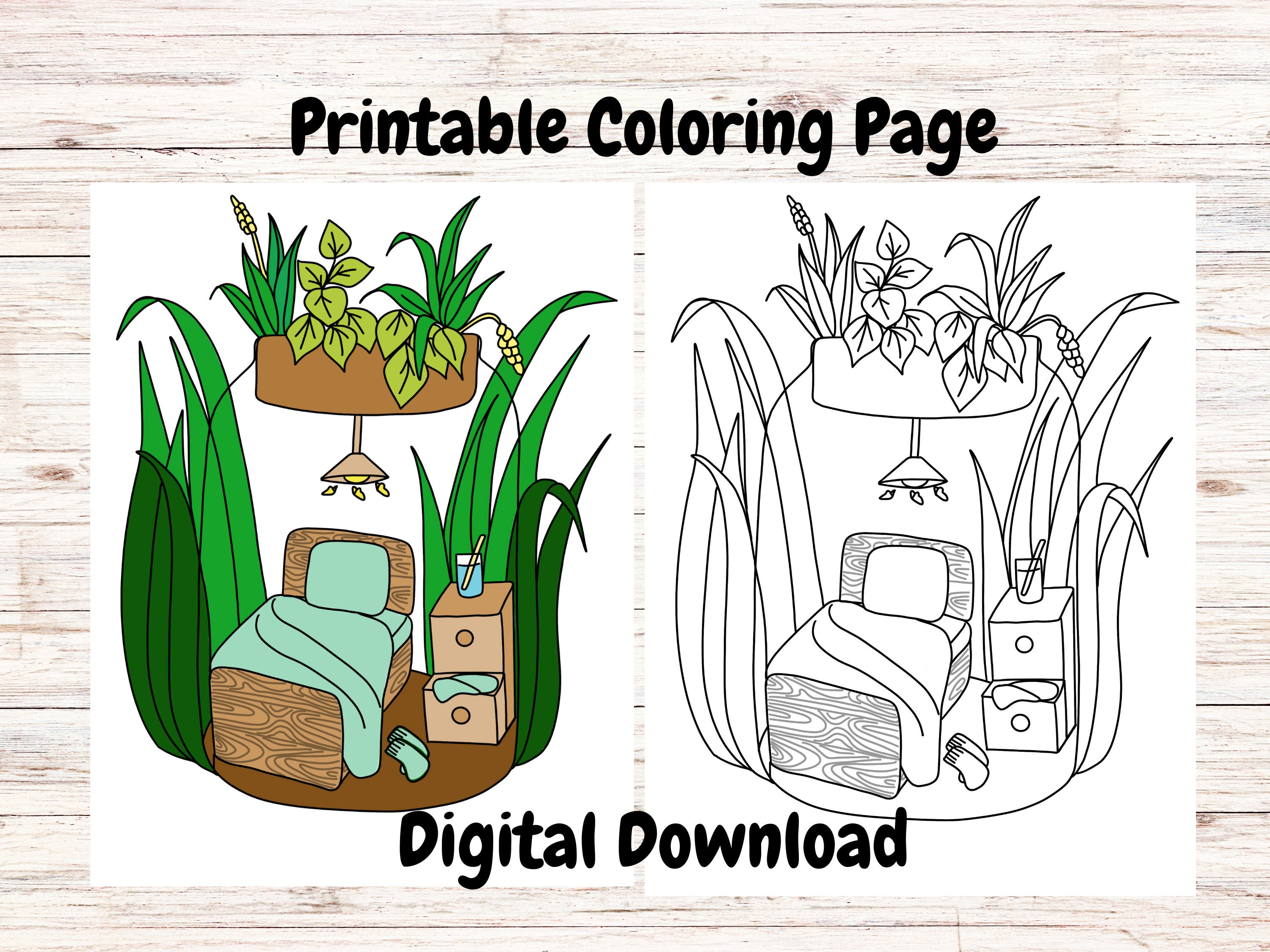 Cozy Room Coloring Page, Cozy Home Coloring Prints, Adult Relaxation ...
