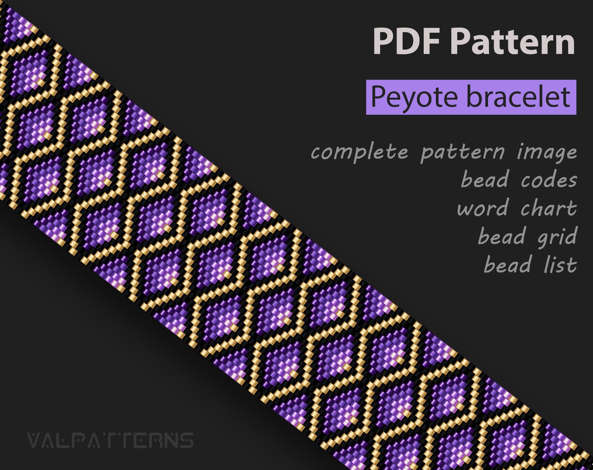 Set of 2 size Beaded peyote patterns Peyote beaded bracelet patterns ...