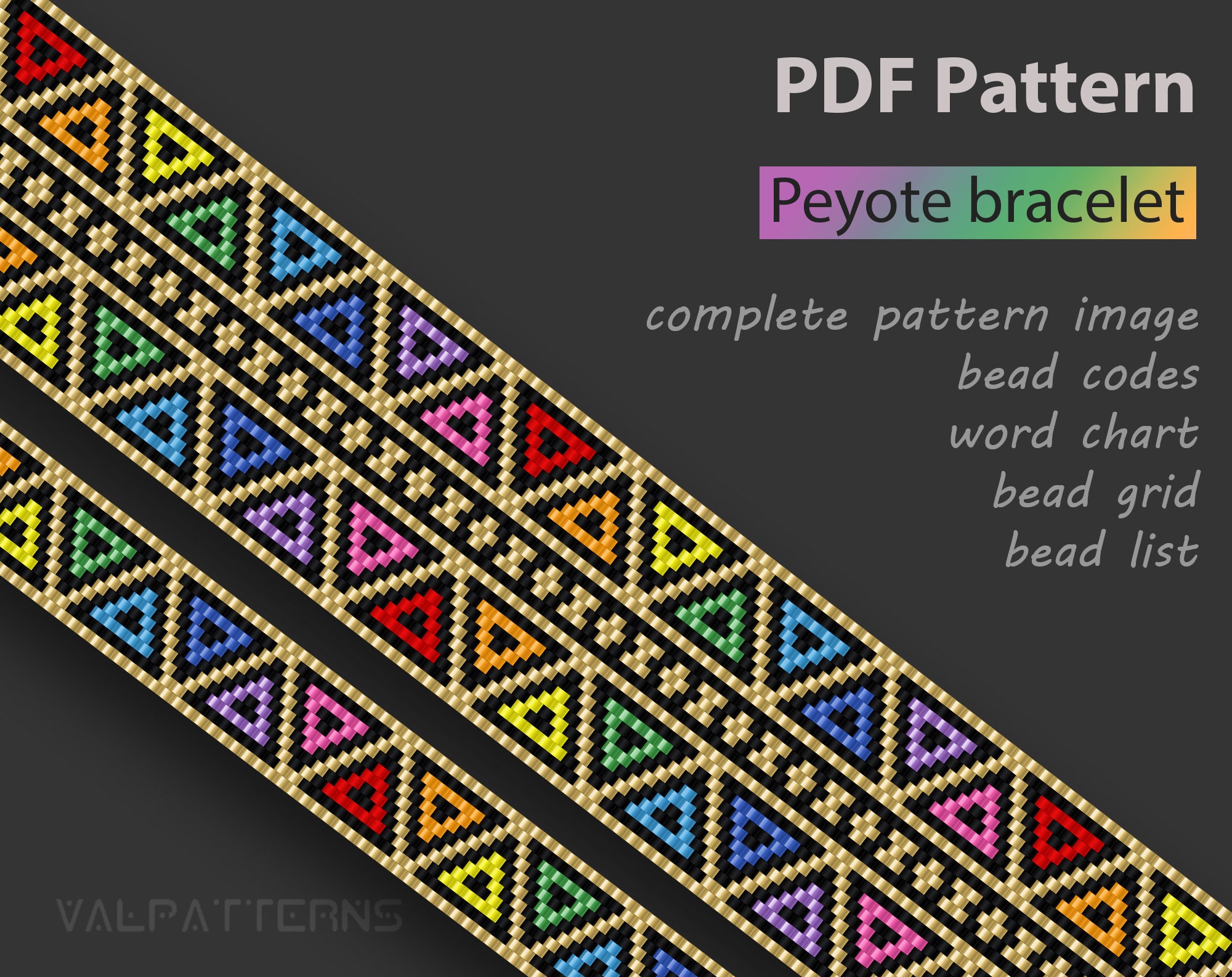 Set of 2 size Beaded peyote patterns Peyote beaded bracelet patterns ...