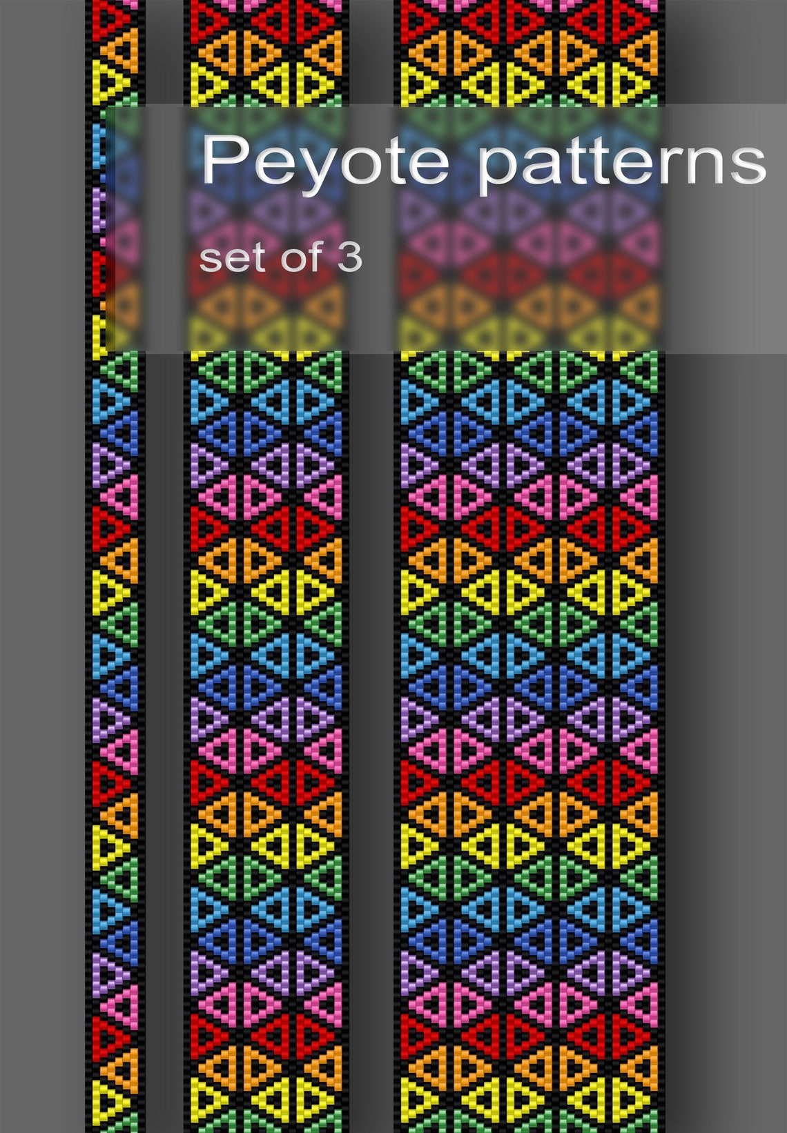 Set of 3 Rainbow Peyote beadwork bracelet pattern PDF Peyote | Etsy