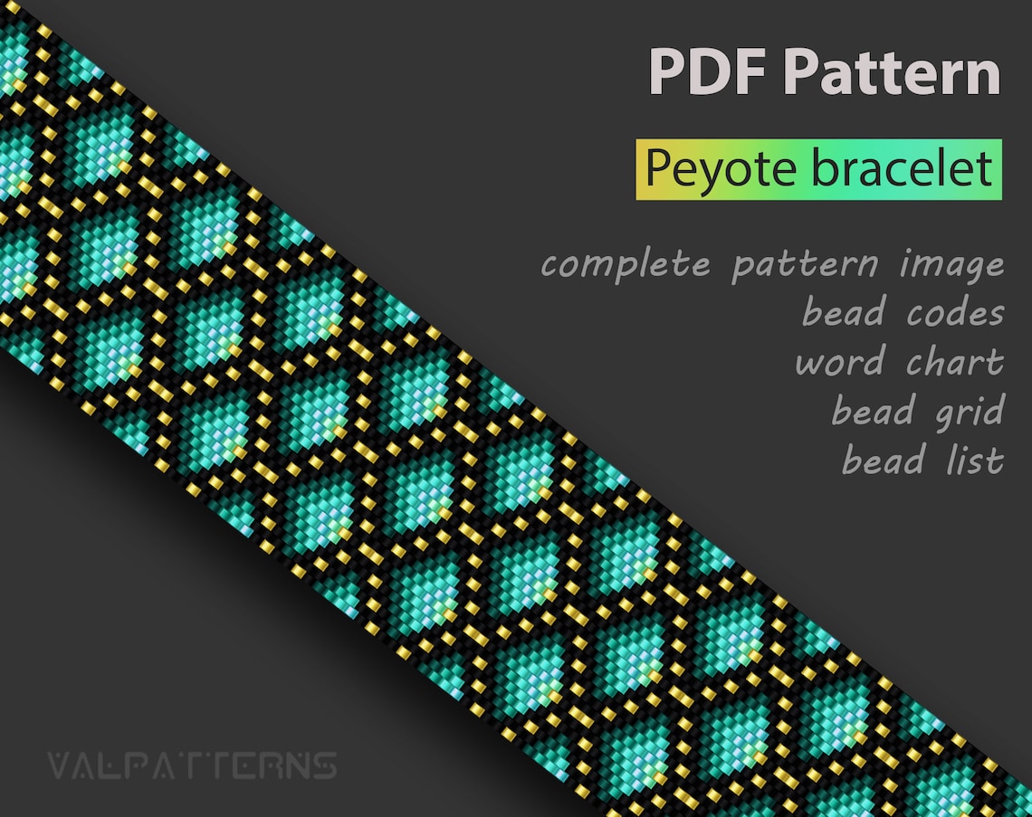 Peyote Stitch Pattern Odd Count Peyote Pattern Peyote Cuff | Etsy