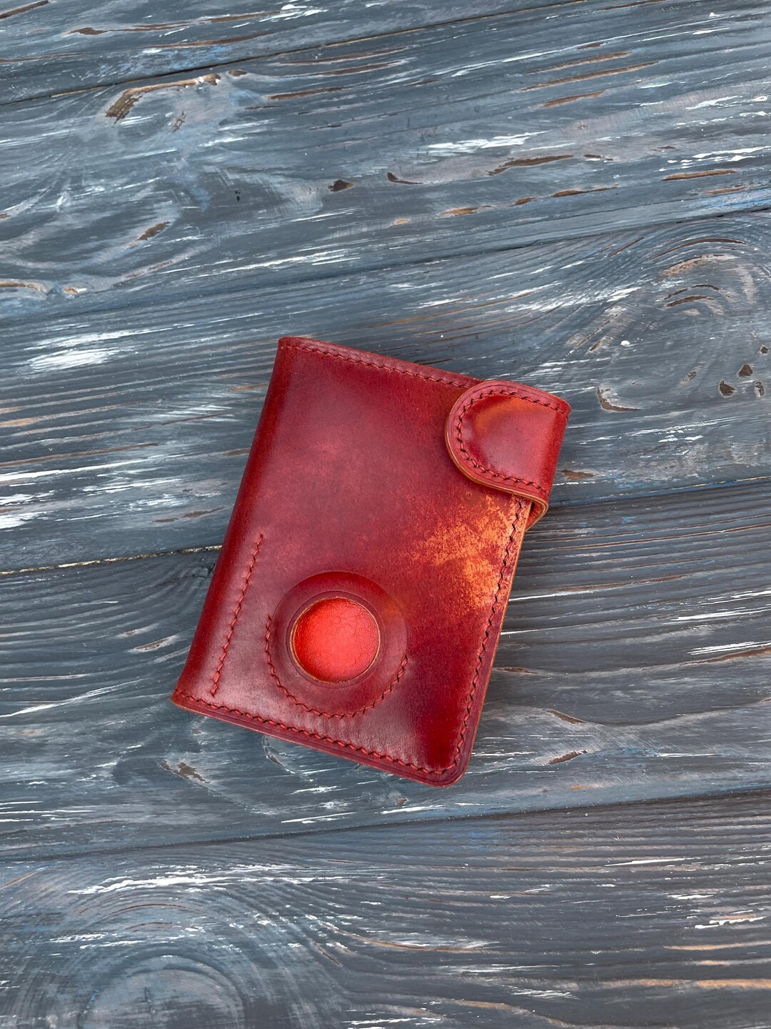 Wallet Shell Cordovan Marble AirTag Wallet With Front Pocket Minimalist ...