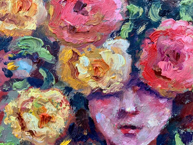 Faceless Woman Painting Original Art Impasto Oil Painting: Abstract ...