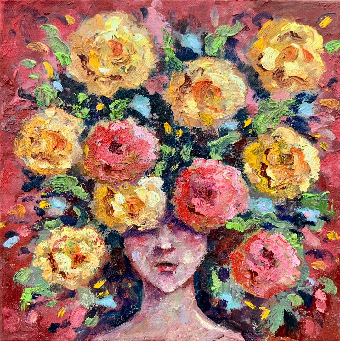 Faceless Woman Painting Original Art Impasto Oil Painting: Abstract ...
