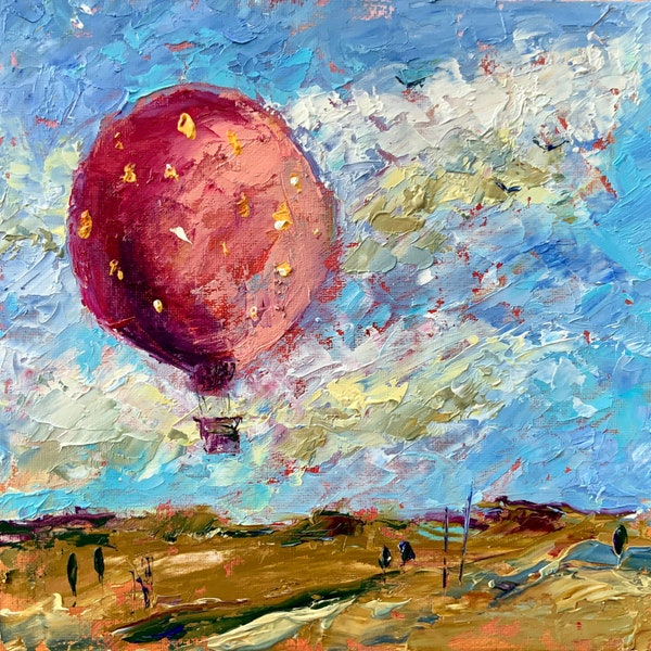 Hot Air Balloon Oil Painting - Etsy