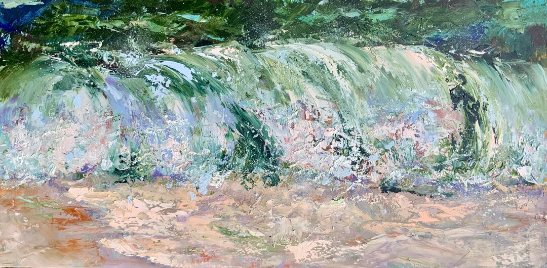 Impasto Ocean Wave Oil Painting, Coastal Seascape Art (39x20) - Etsy