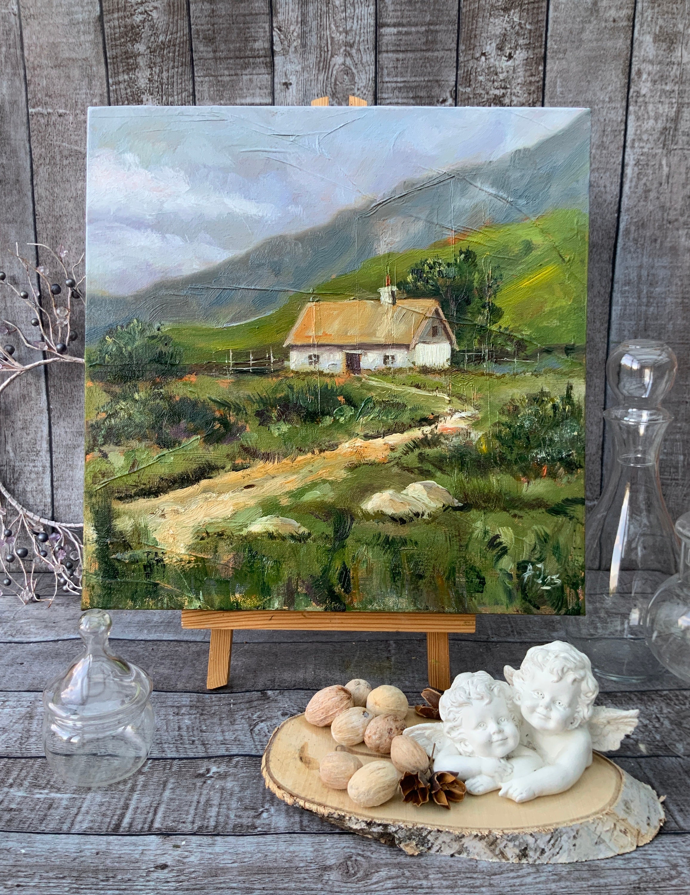 Irish Cottage Painting Ireland Field Original Art Landscape Impasto Oil ...