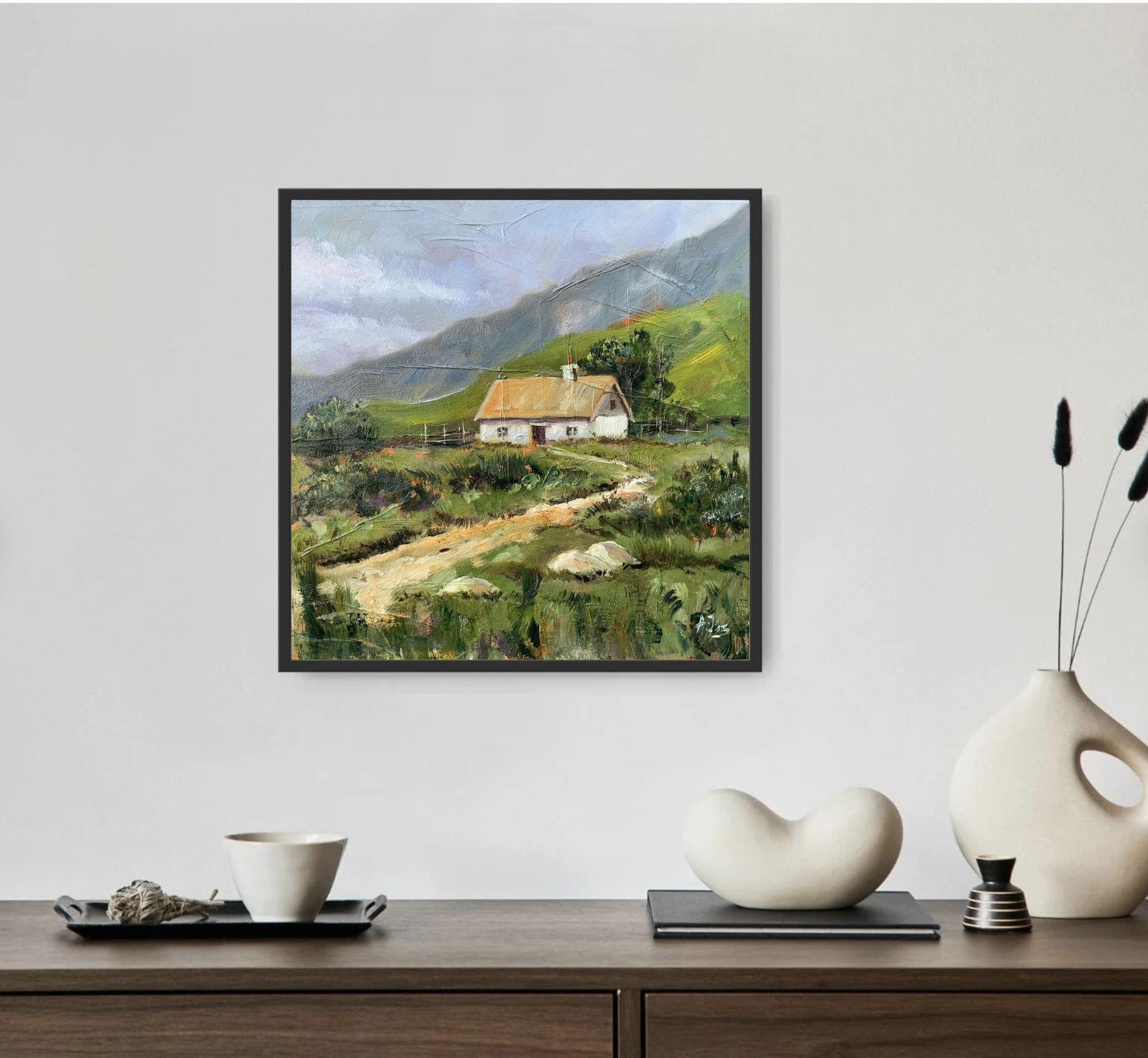 Irish Cottage Painting Ireland Field Original Art Landscape Impasto Oil ...