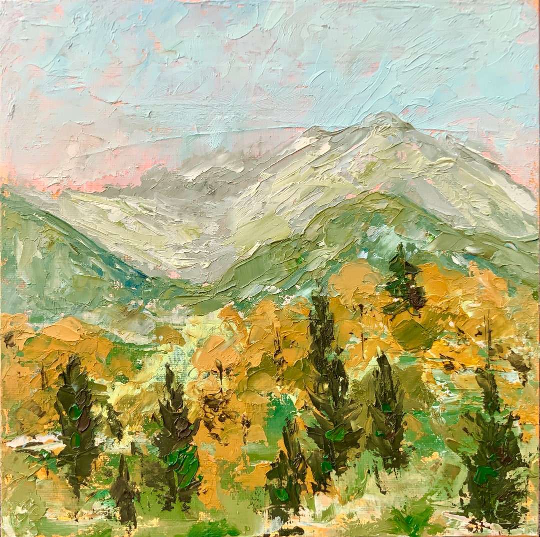 Rocky Mountains Painting Colorado Original Art 10 X 10inch Pine Trees ...