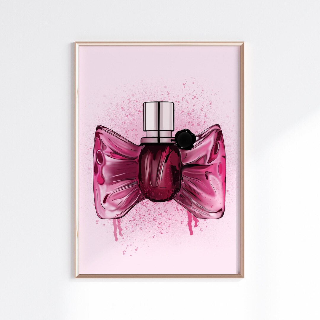 Pink Bow Perfume Print | Digital Art Print | Digital Drawing | Fashion ...